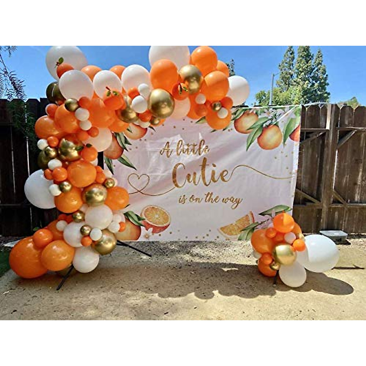 141Pcs Orange and Gold Balloon Garland Arch Kit-Cream White Orange Gold Balloons for Wedding Decoration Baby Shower Decorations Birthday Party Decoration