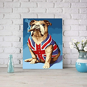 Kealux Paint by Numbers Animals Kits 40cm x 50cm Canvas, DIY Acrylic Painting for Adults and Kids with Paints, Brushes Dog Without Frame