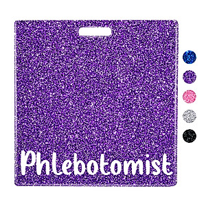 Plifal Phlebotomist Badge Buddy Card Holder Nurse Nursing Accessories Glitter Purple Horizontal ID Name Identification Tags Nurse Work Gifts