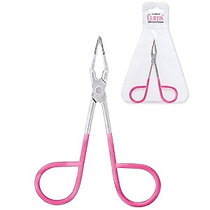 Curtis PROFESSIONAL Salon TWEEZERS with Easy Scissor Handle, CASE Included; The BEST PRECISION EYEBROW TWEEZERS Men/Women; Tools for Facial Hair, Ingrown Hair, Blackhead; Pink & Silver EASY TO HOLD
