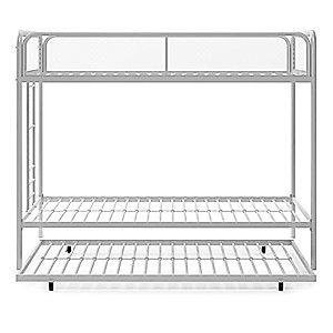DHP Triple Metal Bunk Bed Frame, White, Twin