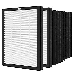 isinlive ProHEPA 9000 True HEPA Replacement Filters Compatible with VEVA ProHEPA 9000 Air Pur ifiers, 2 Pack Premium True HEPA Filters + 8 Pack Activated Carbon Filters