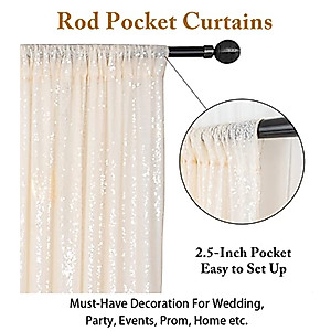 Sparkle Backdrop Curtain Ivory 2 Panels Set Sequin Photo Backdrop 2FTx8FT Sequin Backdrop Curtain Pack of 2-1220S