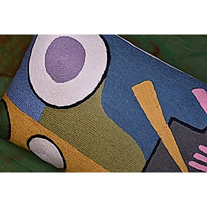 Kashmir Designs Lumbar Kandinsky Abstract Pillow Cover - Soul | Modern Throw Pillows | Modern Chair Cushion | Contemporary Pillow | Farmhouse Pillows | Modern Couch Pillow | Handmade Wool Size 14x20