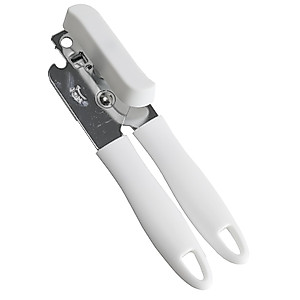 Chef Craft Select Stainless Steel Can Opener with Plastic Handle, 7.5 inches in Length, White