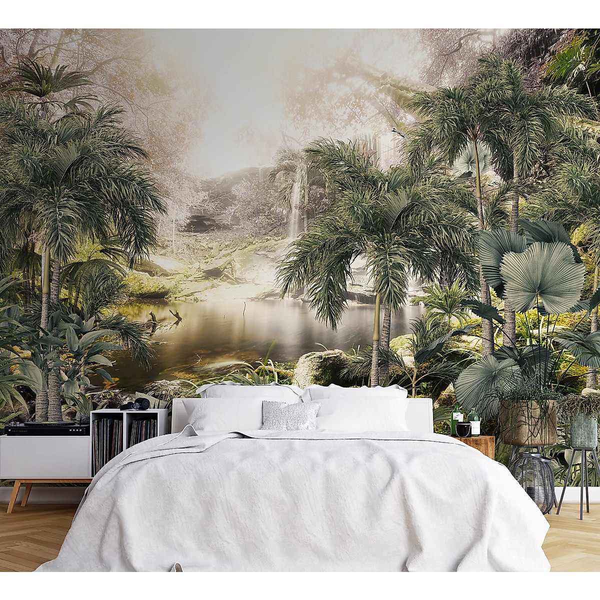 MareWallArt Forest Wallpaper Tropical Tree Wall Mural - Tropical Leaves Wallpaper, Large Photo Wallpaper
