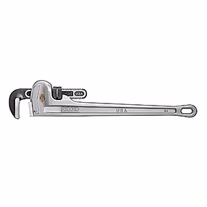 RIDGID 31105 Model 824 Aluminum Straight Pipe Wrench, 24-inch Plumbing Wrench, grey