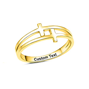 Cross Ring Dainty Rings for Women Purity Thumb Sterling Silver Mothers Mother Daughter Day Christian Jewelry Personalized Engraved Custom Name