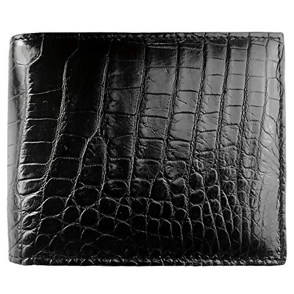 CHERRY CHICK Men's Luxury Crocodile Wallet Genuine Skin for Husband, Brother, Son, Father's Present (Black-Belly-Horizontal)