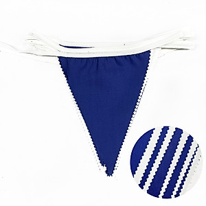 32Ft Royal Blue White Party Decorations Triangle Flag Pennant Bunting Fabric Garland for Wedding Birthday Ahoy Achor Nautical Pirate Bridal Baby Shower Under The Sea Party Festivals Decoration