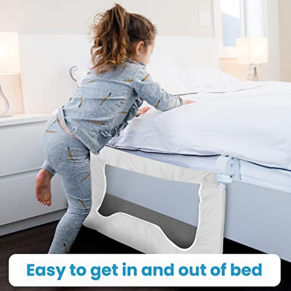 TotCraft Toddler Bed Rails Guard – Universal Baby & Children Rail for Box Spring &slats Kids Toddlers Cribs, Twin, Double, Full Size Queen &King - White (35.5L19.5H) in