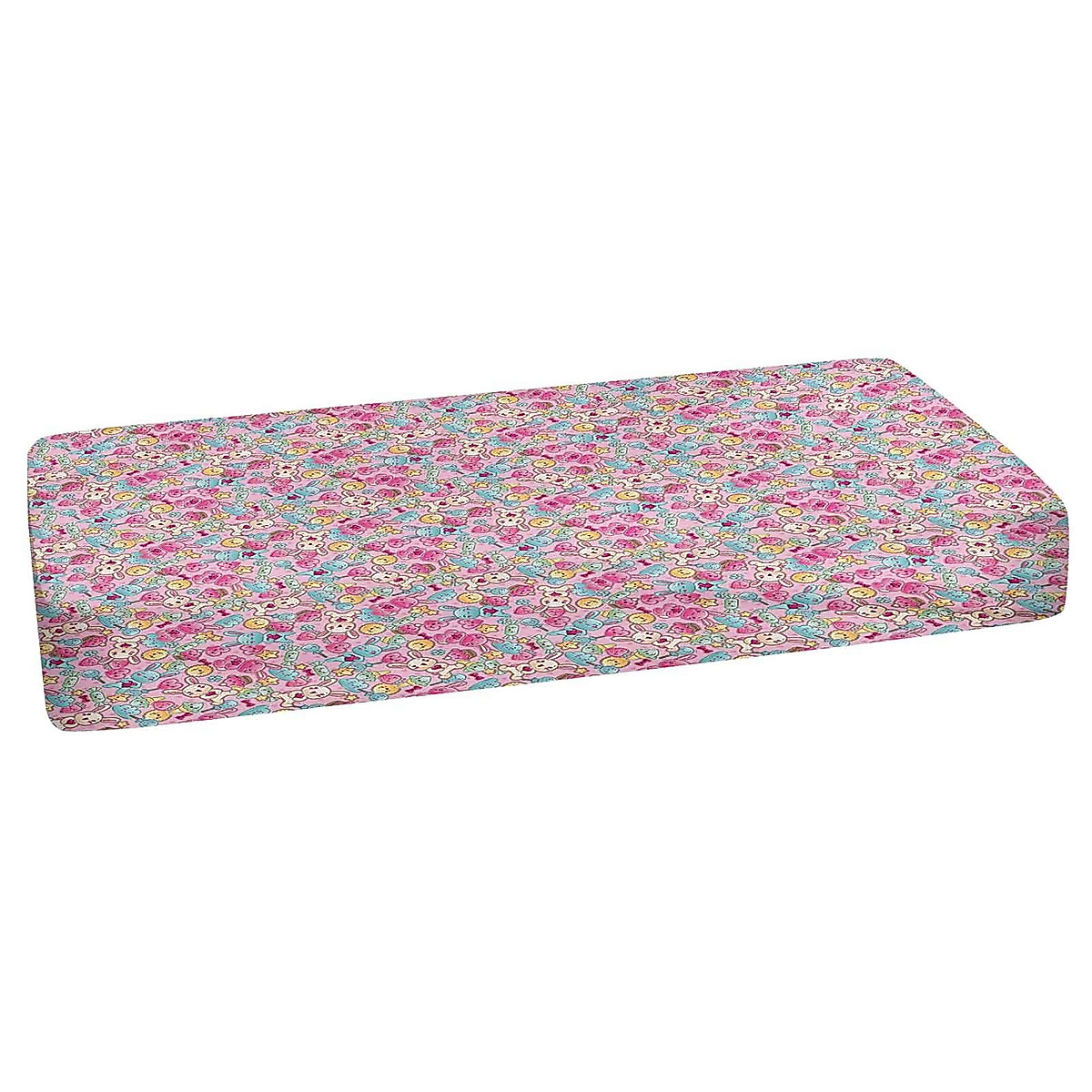 Lyzelre Baby Fitted Crib Sheet,Kawaii Bunnies Ice Cream and Candies Doodle Style Cartoon Drawing Abstract Microfiber Silky Soft Toddler Mattress Sheet Fitted,28"x 52"x 8'',Baby Sheet for Boys Girls