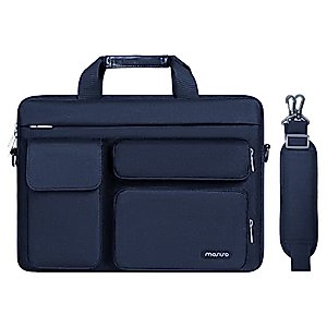 MOSISO Laptop Shoulder Messenger Bag Compatible with MacBook Pro 16 inch 2023-2019 M2 A2780 M1 A2485 A2141,15-15.6 inch Notebook with 2 Raised&1 Flapover&1 Horizontal Pocket&Handle&Belt, Navy Blue