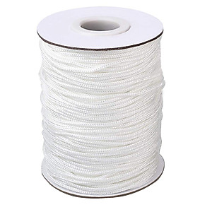 Vtete 1.8 mm × 100 Yards/Roll Braided Lift Shade Cord - White Polyester Shade Blinds Pull String Rope for Aluminum Blinds Windows, Roman Shade Repair, Gardening Plant & Crafts and DIY Projects