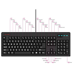 vitalASC New 104-Key Large Print USB Wired 7ft, Spill-Resistant, Sleek Black, Durable Keyboard for Laptop, Mac, TV, and Computer (Black)