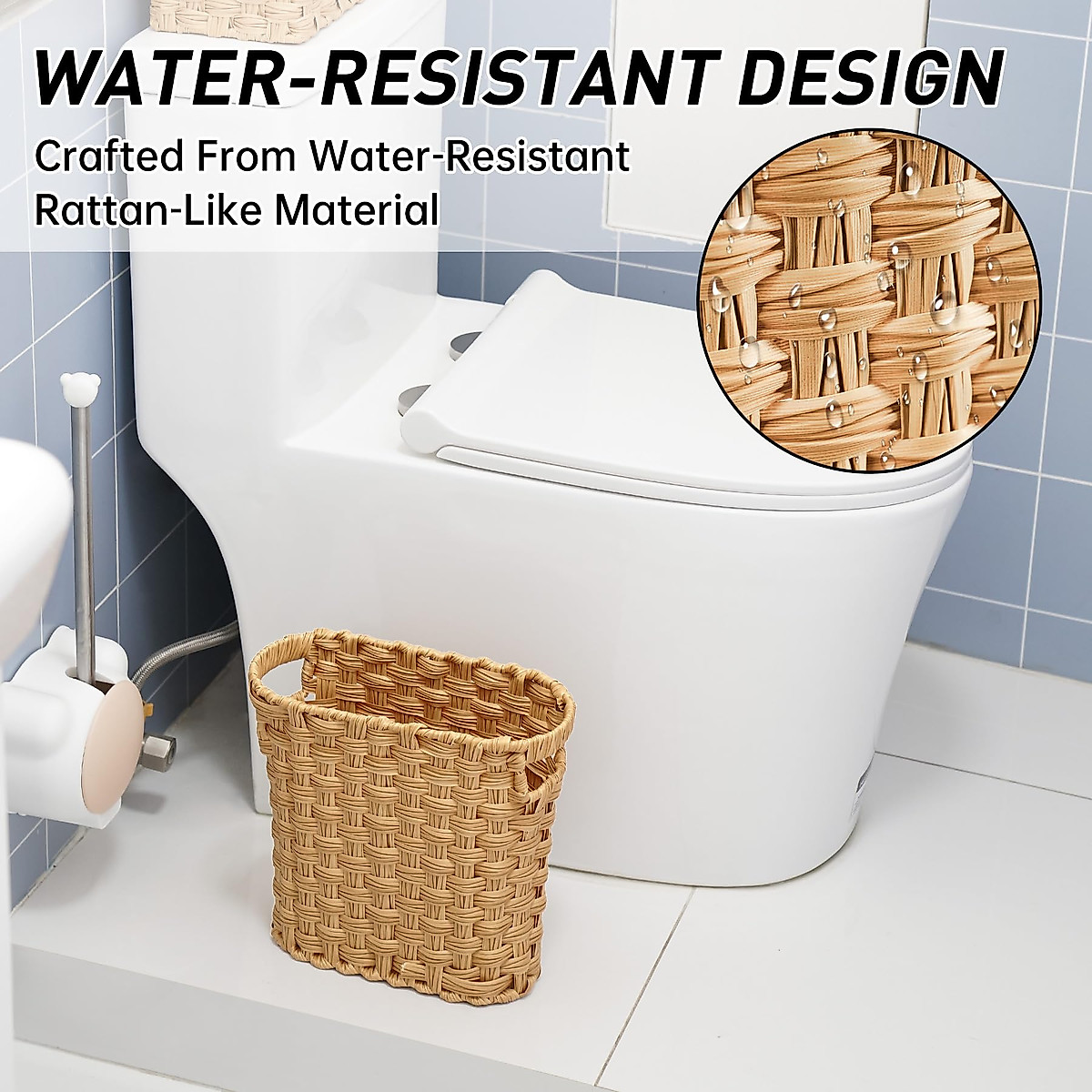 Wicker Waste Basket, Wicker Trash Can with Built-in Handles, Multifunctional Mini Wicker Basket for Home and Office, Compact Design and Durable Construction with Fine Artisanal Craftsmanship