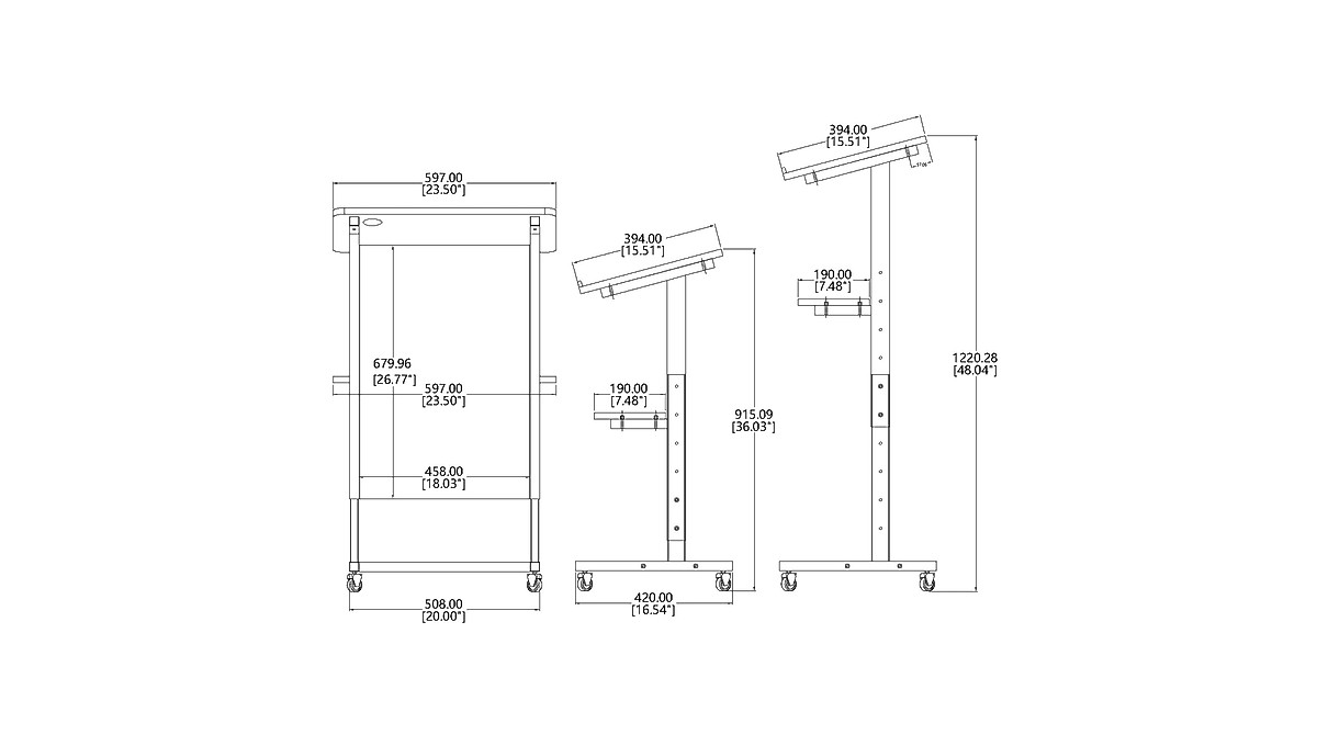 FixtureDisplays Adjustable Height Lectern on Wheels - Heavy Duty Steel ...