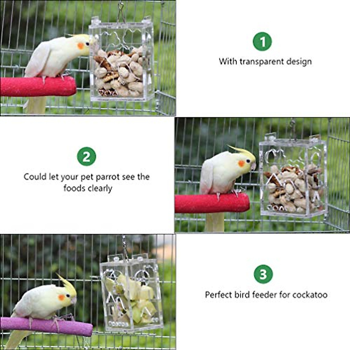 balacoo Bird Parrot Acrylic Foraging Toy Creative Hanging Parakeet Treat Feeder Toy Transparent Cockatiel Food Toys for Parakeet Cockatiel Conure