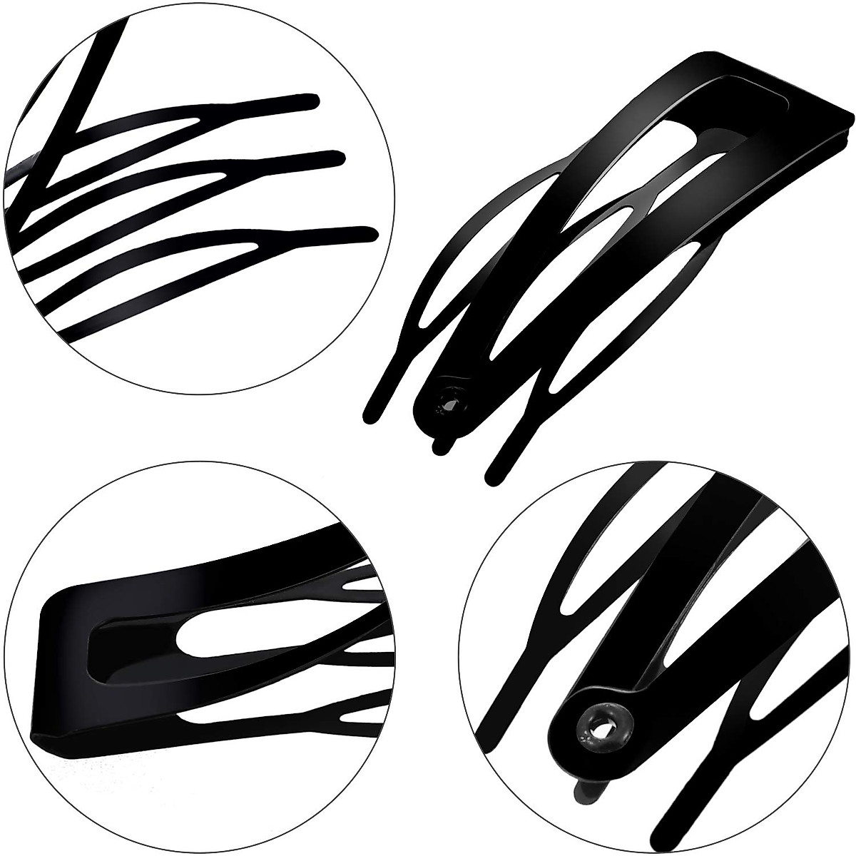 Chinco 24 Pcs Double Grip Hair Clips Metal Snap Clips Women Barrettes for Hair Making, Salon Supplies(Black,2 Inch)