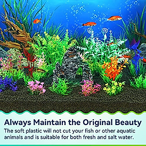 Borlech Aquarium Rock Decorations and Fish Tank Plastic Plants Decor Set 13 Pieces