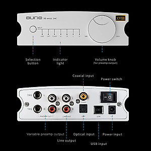 aune X8 18th Anniversary Edition DAC/Hi-Res 768k/32bit DSD512, Op-Amp Replaceable, FPGA, USB/Coaxial/Optical in, RCA Preamp&Line Out/TRS Balanced Out, for PC/Phone OTG/Player/Transport (Silver)
