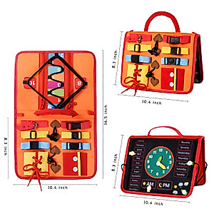 Toddler Busy Board,Montessori Toys for 3 4 Year Old,Sensory Board for Learning Fine Motor Skills,Toddler Activities for Travel Car Airplane,Practical Early Educational Sensory Toys