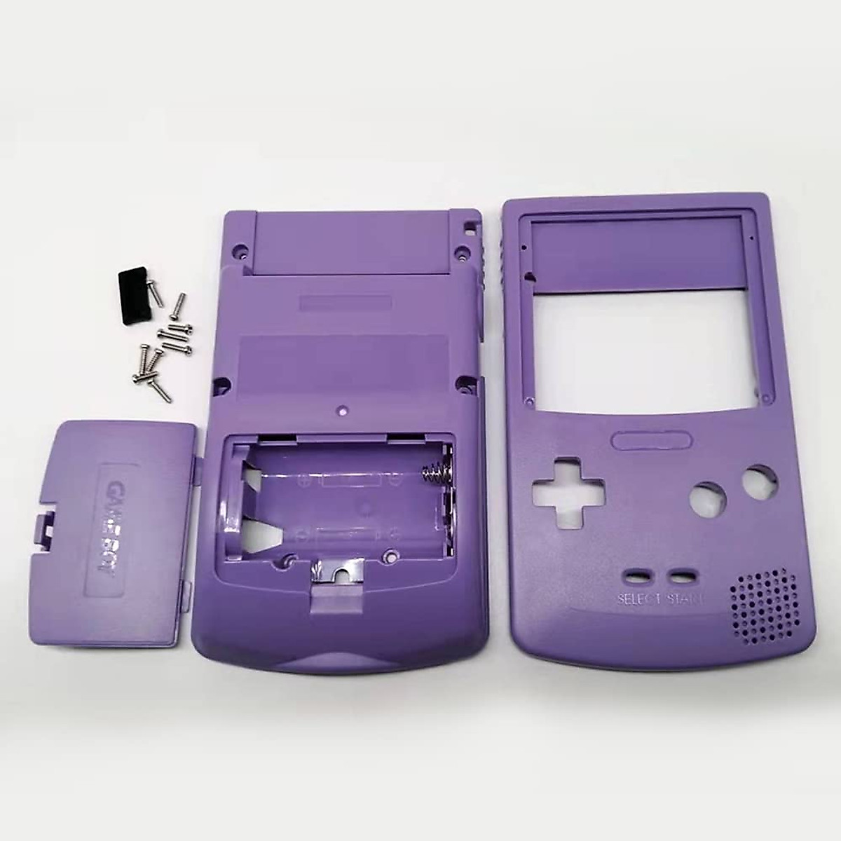 Cowhilan Replacement IPS Full Housing Shell Case + Screwdrivers Compatible with Gameboy Color GBC IPS Highlight Screen Console, Purple
