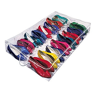 Richards Homewares Clear Vinyl 16 Pair Underbed Shoe Chest
