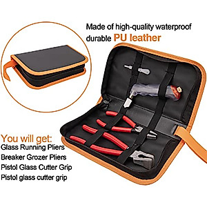 3PCS Heavy Duty Glass Running Pliers and Breaker Grozer Pliers Oil Feed Glass Cutter Set with Rubber Tips,Stained Glass Cutting Tool Kit for Key Fob Hardware Install and Stained Glass Work