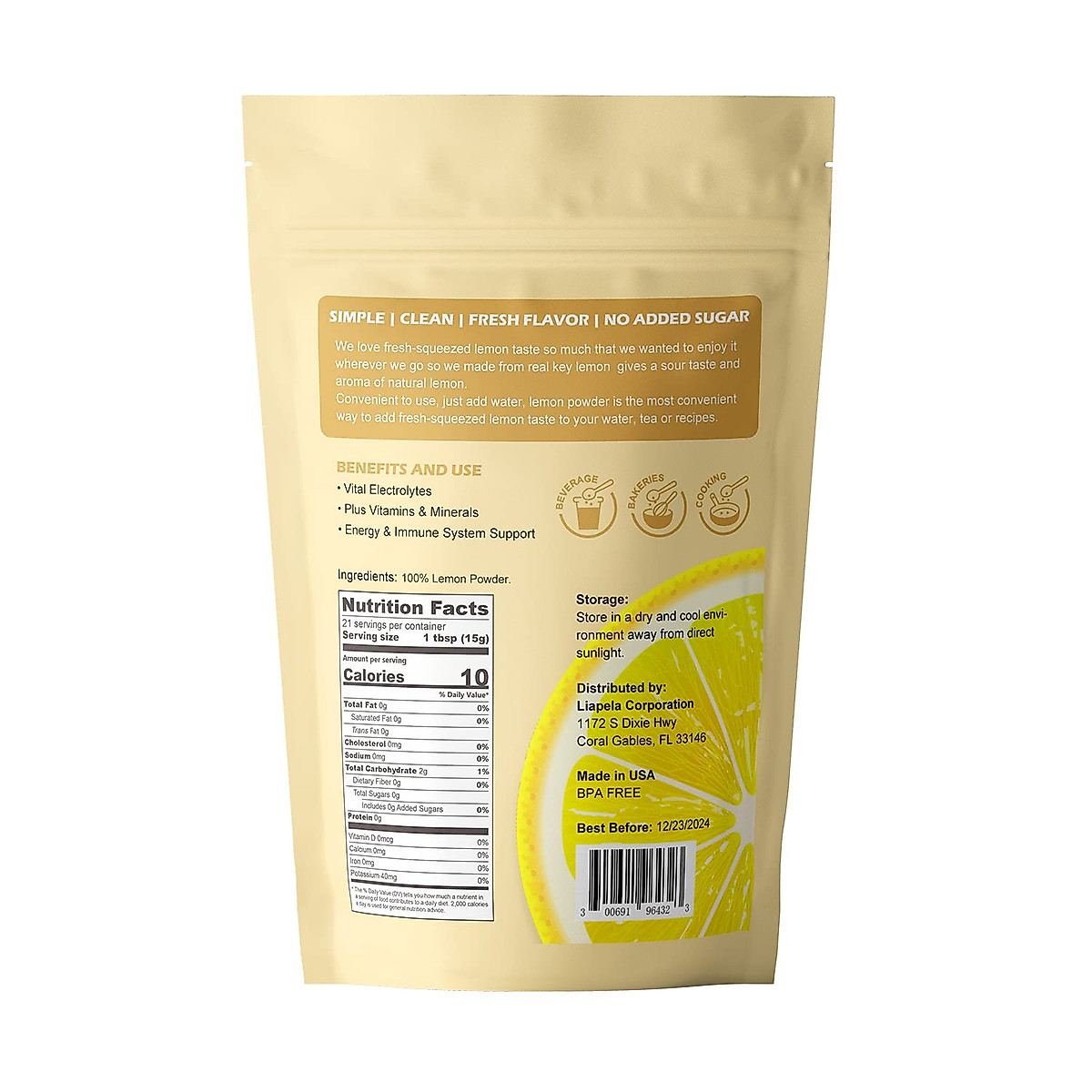 Grelim Lemon Powder 11.30 Oz, 100% Lemon Juice Freeze Dried Powder, Filler Free, Gluten-Free, Rich in Natural Vitamin C Fresh Squeezed Lemon Flavor Great for Beverages, Smoothies 320g