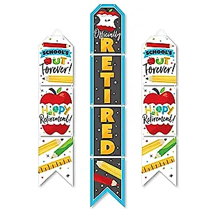 Big Dot of Happiness Teacher Retirement - Hanging Vertical Paper Door Banners - Happy Retirement Party Wall Decoration Kit - Indoor Door Decor