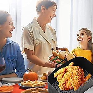 Silicone Air Fryer Liners for Ninja Dual Air Fryer, Reusable Air Fryer Silicone Liner for Ninja Air Fryer Accessories, Air Fryer Basket Airfryer Liners for Ninja Dual Foodi DZ201/DZ401 (black x 2)