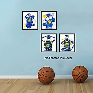 Stephen Curry Poster Stephen Curry 8" x10" Set of 4 Art Print Poster,Stephen Curry Superstar Basketball Star Watercolor Wall Art Print,Golden State Warriors Wall Art- Great Gift For Basketball Fans Kids and Adults,No Frame.