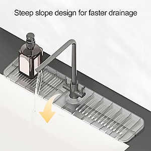 Hiborth Universal Faucet Draining Mat Faucet Draining Mat Non-slip Silicone Quick Drying Foldable Bathroom Kitchen Sink Splash Guard Faucet Draining Pad Transparent 2XL