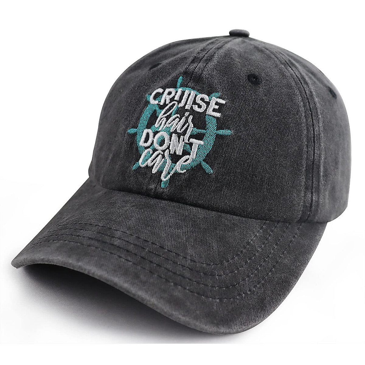 Cruise Essentials for Men Women, Cruise Hair Don't Care Hat, Adjustable Washed Cotton Embroidered Boat Sun Beach Baseball Cap, Christams Birthday Gifts for Mom Dad Friend Captain Sailors Cruise Lovers