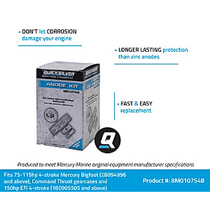 Quicksilver 8M0107548 Aluminum Anode Kit for Select Mercury 75-150 Hp Outboards