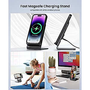 DSUSMA 15W Magnetic Wireless Charger Compatible with MagSafe Charger/iPhone 14/14 Pro/14 Plus/14 Pro Max/iPhone 13/13 Pro/13 Pro Max/iPhone 12 Series, with 20W Power Charger+5ft Charger Cable(Black)