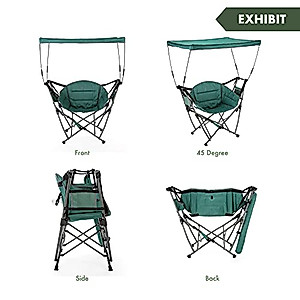 ARROWHEAD OUTDOOR Portable Folding Swinging Hammock Camping Chair, Removable Canopy, Perfect for Stargazing, Cup Holder, Storage Pouch, Carrying Bag Included, Supports up to 300lbs, USA-Based Support