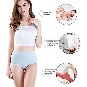 wirarpa 5 Pack Women's Postpartum Underwear High Waisted Ladies Cotton Panties Full Coverage Briefs Assorted Medium