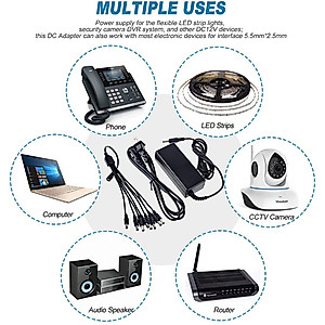 Fancy Buying New 12V 5A 60W DC Power Supply with a 8 Way CCTV Power Splitter Cable for CCTV Cameras,LED Srip Light (1 Piece)