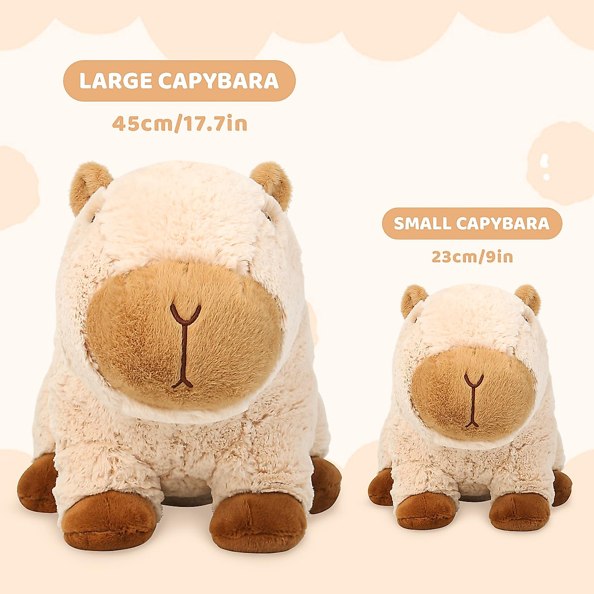Riuhot Cute Capybara Plush Pillows Kawaii Soft Capybara Stuffed Animals Capybara Plushie Birthday Christmas Valentine's Day Gift for Kids(9in)