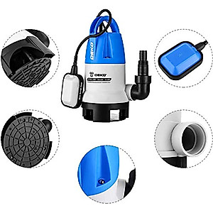 DEKO 400W 1/2HP Sump Pump 2113GPH Portable Submersible Pump with Float Switch,Clean/Dirty Water Removal Drain Pump for Swimming Pool Garden Tub Pond Flood Drain.