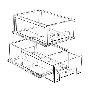 BOICHU Stackable Fridge Organizer Bins - 2 Pack Refrigerator Drawers for Refrigerator Organizers and Storage, Clear Fruit Storage Containers for Fridge, Berry Containers for Fridge Drawer Organizer