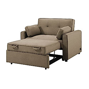 Lifestyle Solutions Serta Shelby Convertible Chair Sofabed, Tan