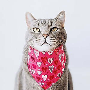 Valentine Dog Cat Bandana, Holiday Bib Kiss Lip and Candy Hearts Pattern for Large Medium Small Puppies Pets