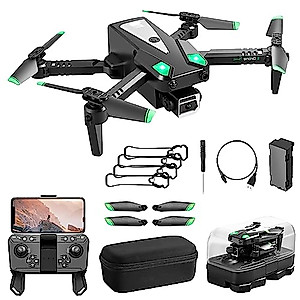 Drone with 1080P HD Dual Camera, WiFi FPV Live Video Real-Time Transmission, Headless Mode, Altitude Hold, RC Quadcopter Foldable Drones Gifts for Boys Girls #