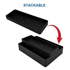 Amazon Basics Plastic Desk Organizer - Half Accessory Tray, Black