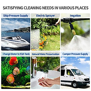 Aimela 12V DC Fresh Water Pump with 2 Hose Clamps,Self Priming Sprayer Pump with Pressure Switch,12 Volt High Pressure Pump Diaphragms,4.5 L/Min 1.2 GPM 85 PSI Adjustable for Spray,Marine,Lawn