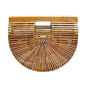 Miuco Womens Bamboo Handbag Handmade Large Tote Bag Size Small