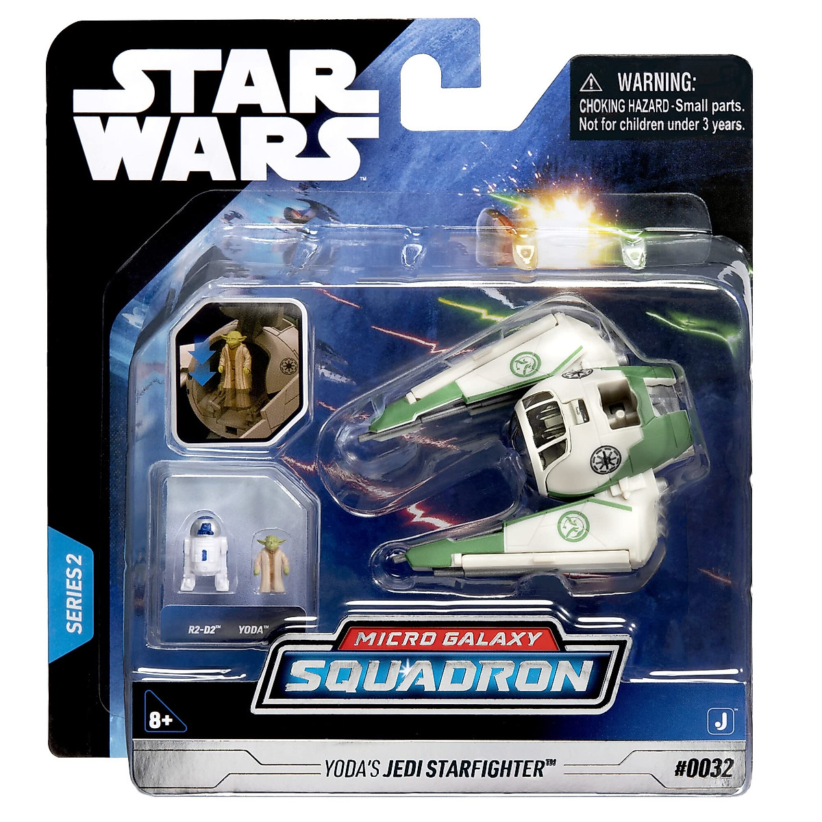 Star Wars Micro Galaxy Squadron Yoda's Jedi Starfighter 8cm Light Armour Class Ship with 1" Yoda and R2-D2 Micro Figures